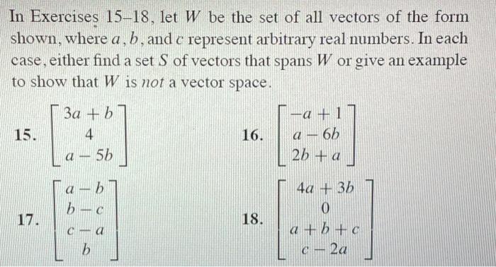 Solved In Exercises 15–18, let W be the set of all vectors | Chegg.com