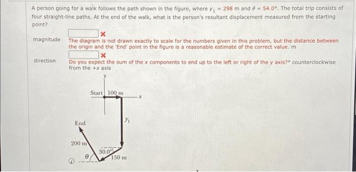 Solved A person going for a walk follows the path shown in | Chegg.com