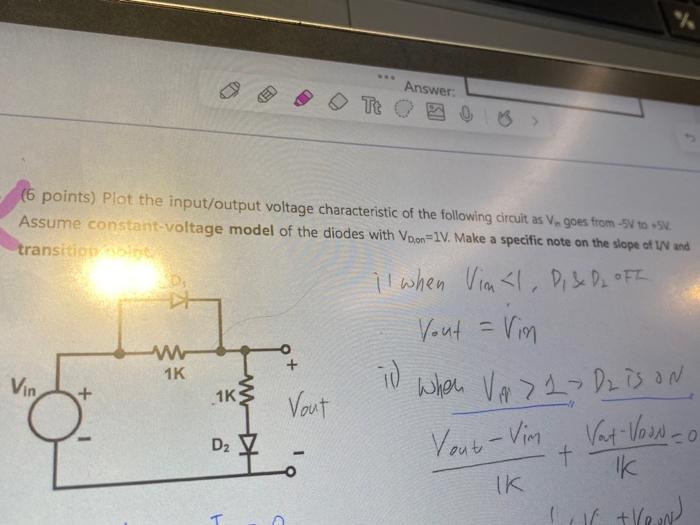 Solved (6 points) Plot the input/output voltage | Chegg.com