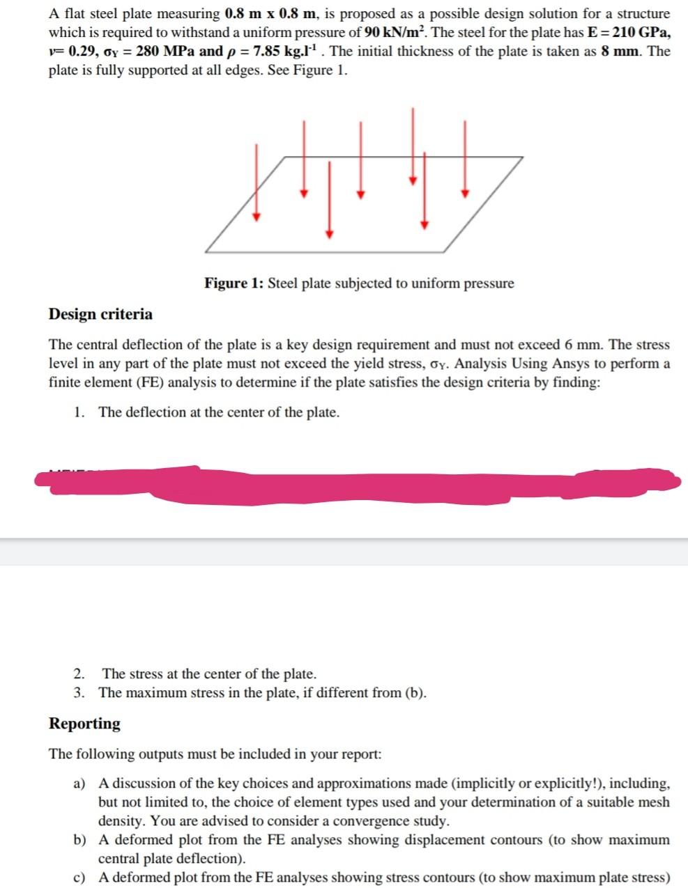 A flat steel plate measuring 0.8 m×0.8 m, is proposed | Chegg.com