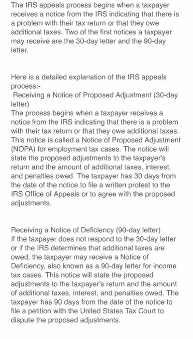 Review by the IRS Office of Appeals or the Tax Court | Chegg.com
