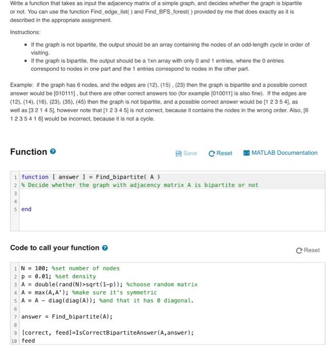 Solved Write a function that takes as input the adjacency | Chegg.com