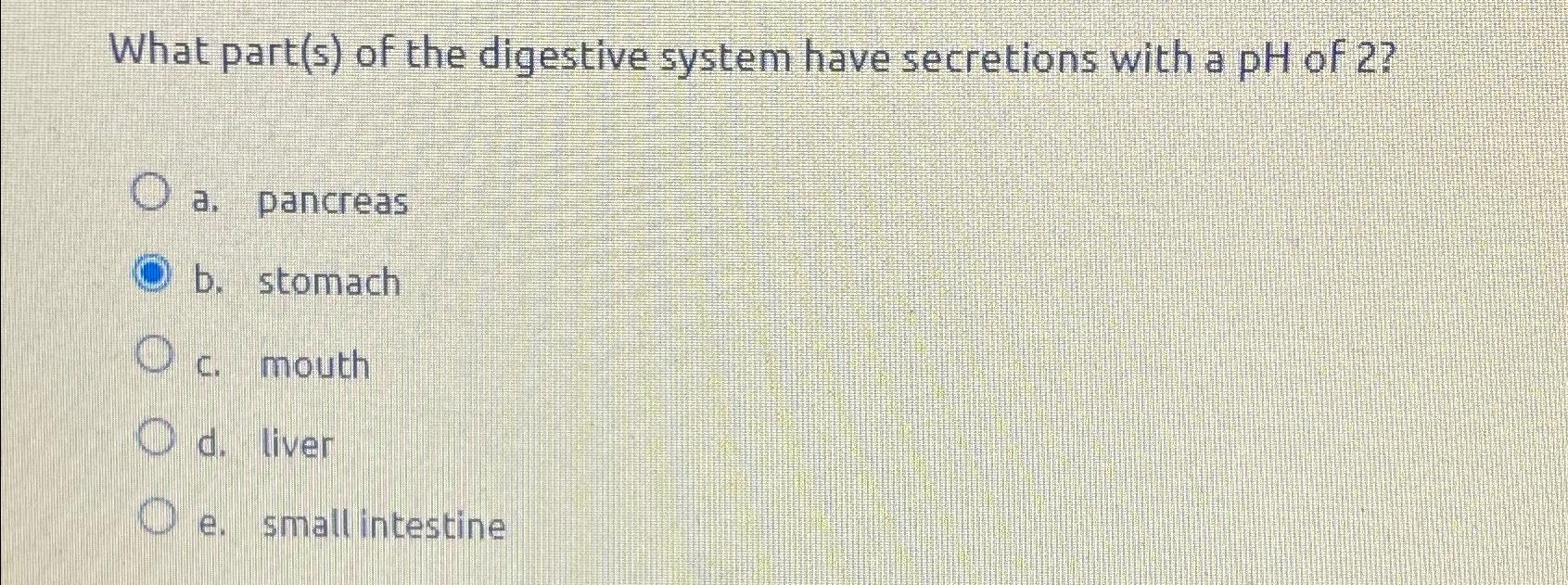 Solved What part(s) ﻿of the digestive system have secretions | Chegg.com