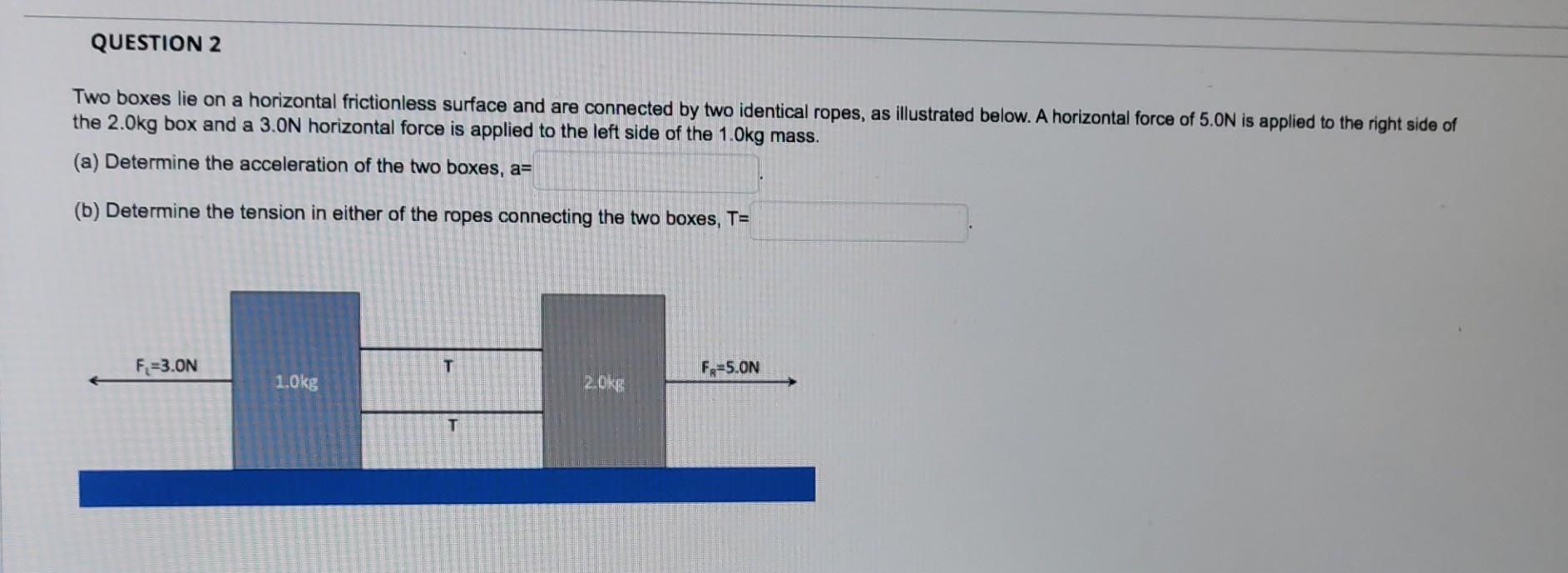 Solved QUESTION 2 Two boxes lie on a horizontal frictionless | Chegg.com