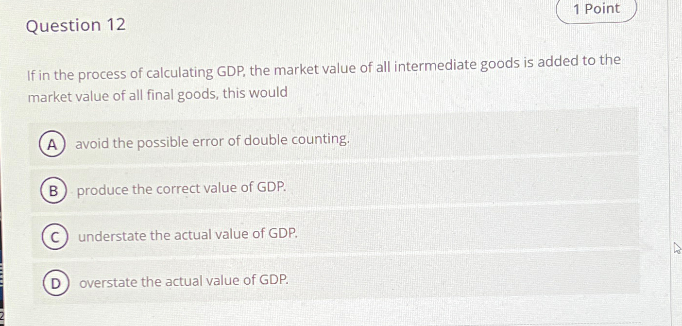 Solved Question 12If in the process of calculating GDP, ﻿the | Chegg.com