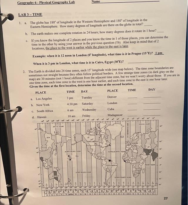 Solved Name Geography 6 - Physical Geography Lab LAB 3 - | Chegg.com