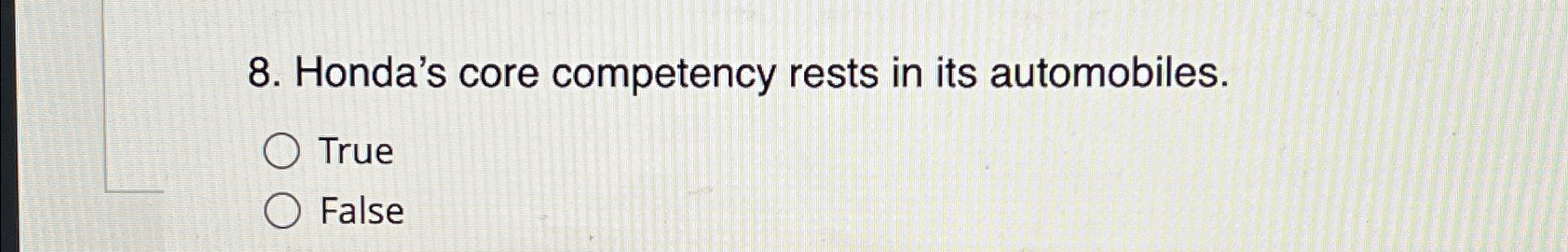 Solved Honda's core competency rests in its | Chegg.com