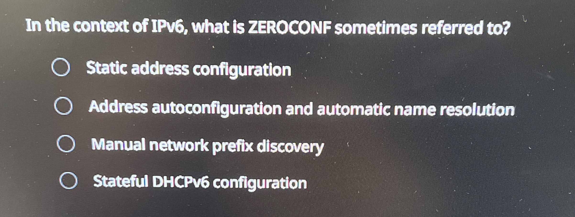 Solved In the context of IPv6, ﻿what is ZEROCONF sometimes | Chegg.com