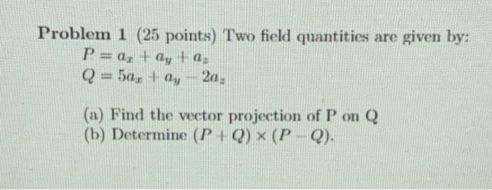 Solved Problem 1 (25 points) Two field quantities are given | Chegg.com