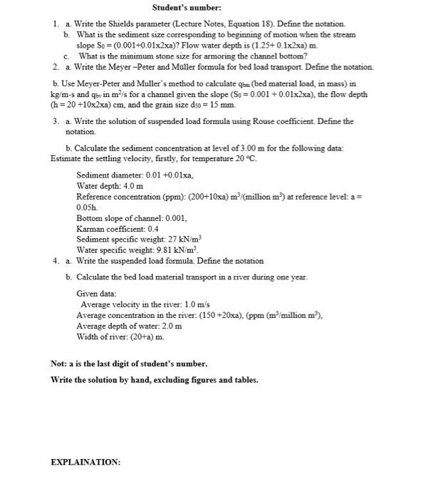 Solved a. Student's number: 1. a. Write the Shields | Chegg.com