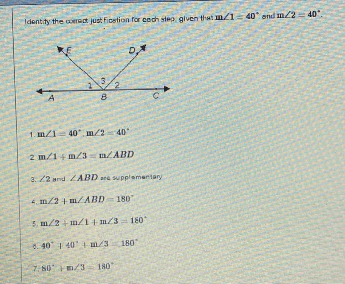 Solved Identify the correct justification for each step, | Chegg.com