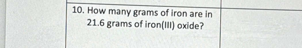 How many grams of iron are in 21.6 ﻿grams of | Chegg.com
