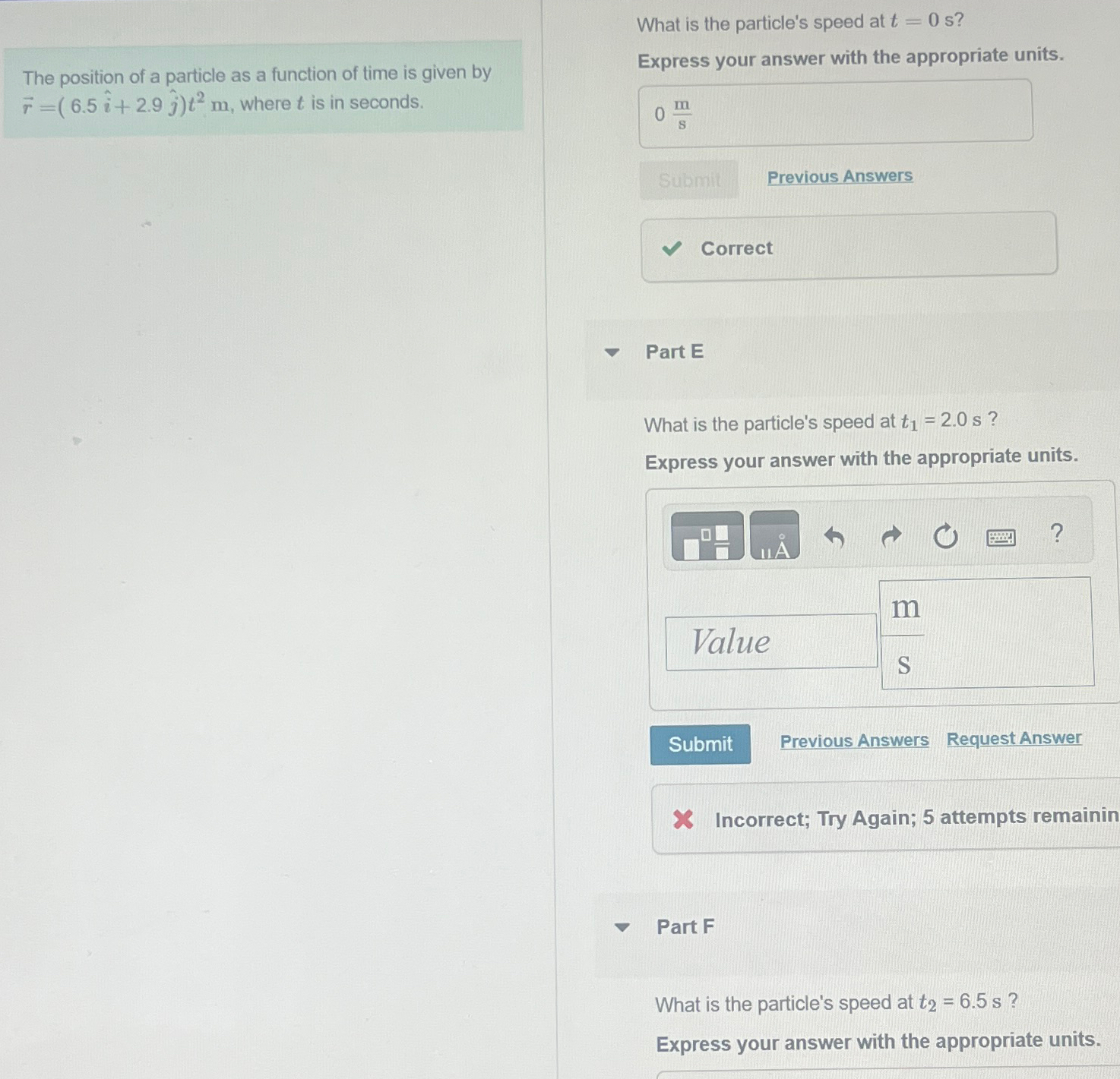 Solved The position of a particle as a function of time is | Chegg.com