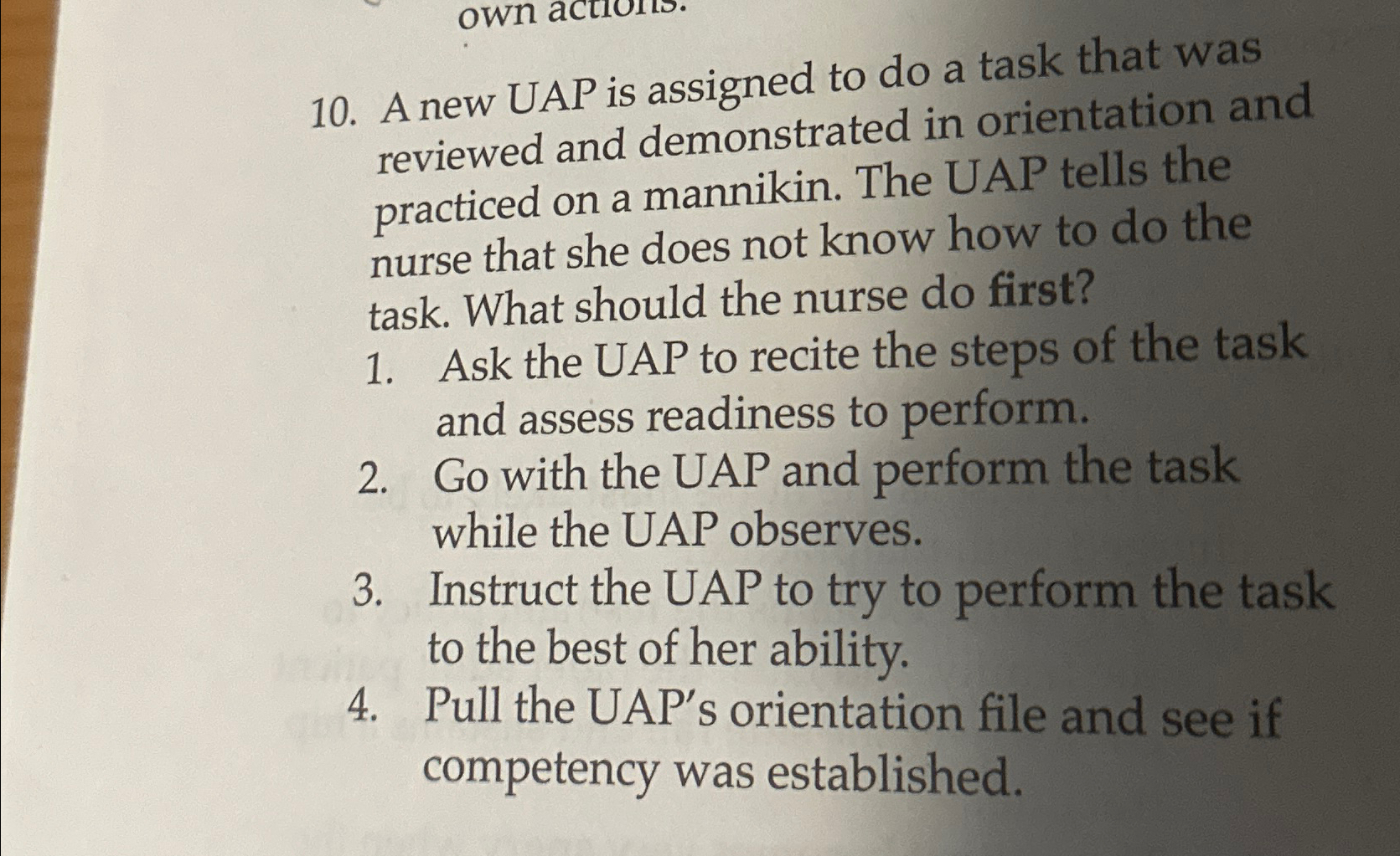 Solved A new UAP is assigned to do a task that was reviewed | Chegg.com