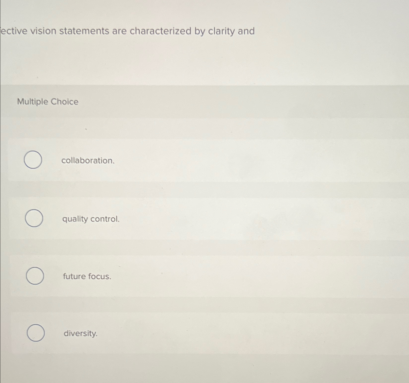 Solved ective vision statements are characterized by clarity | Chegg.com