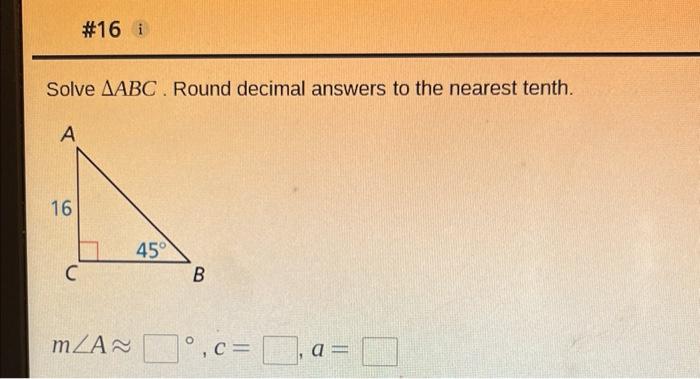 Solved Solve ABC. Round decimal answers to the nearest | Chegg.com