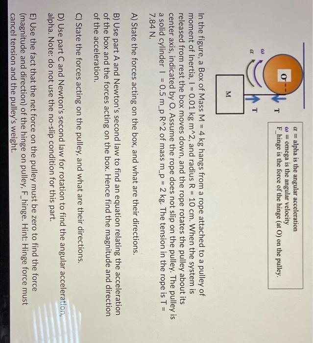 Solved 0 a = alpha is the angular acceleration w = omega is | Chegg.com