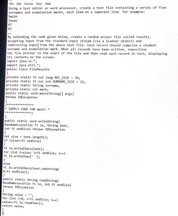 Solved File Edit Format View Help Using a text editor or | Chegg.com