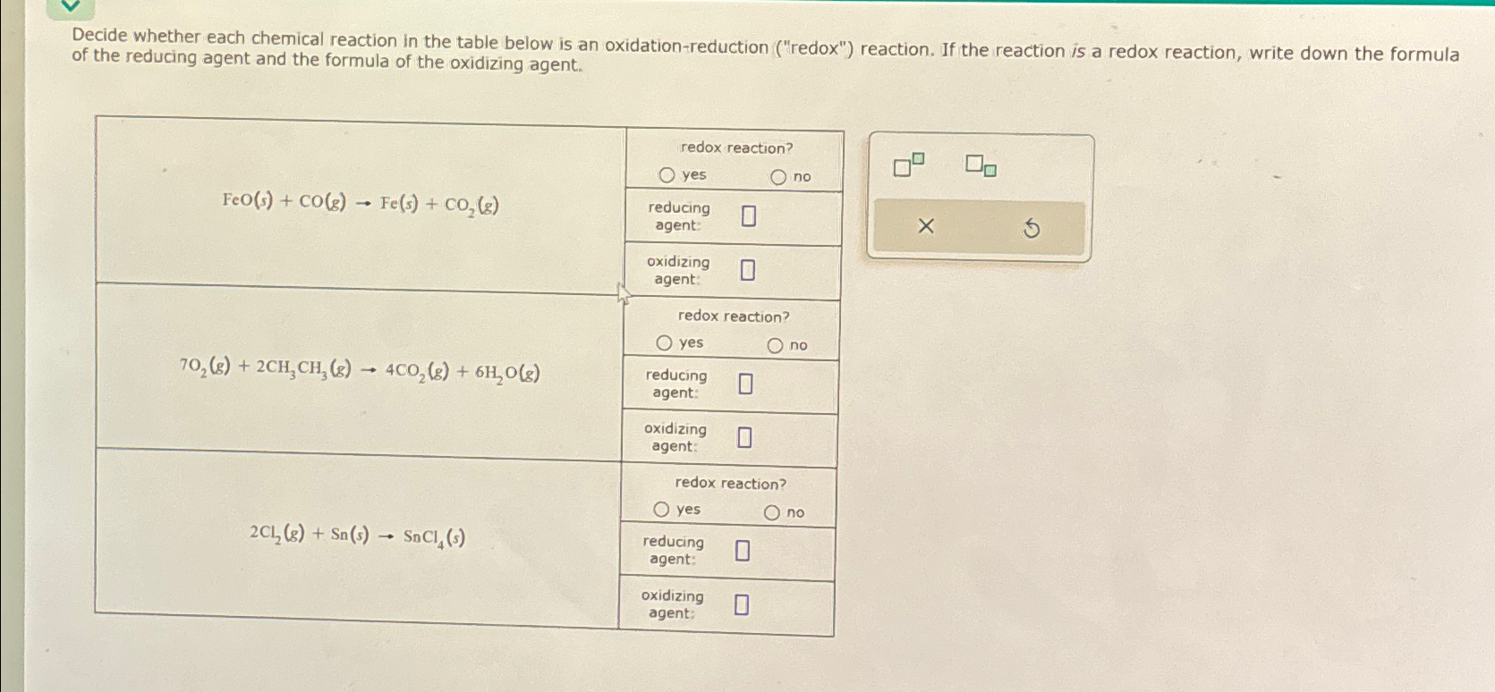 Solved Decide Whether Each Chemical Reaction In The Table