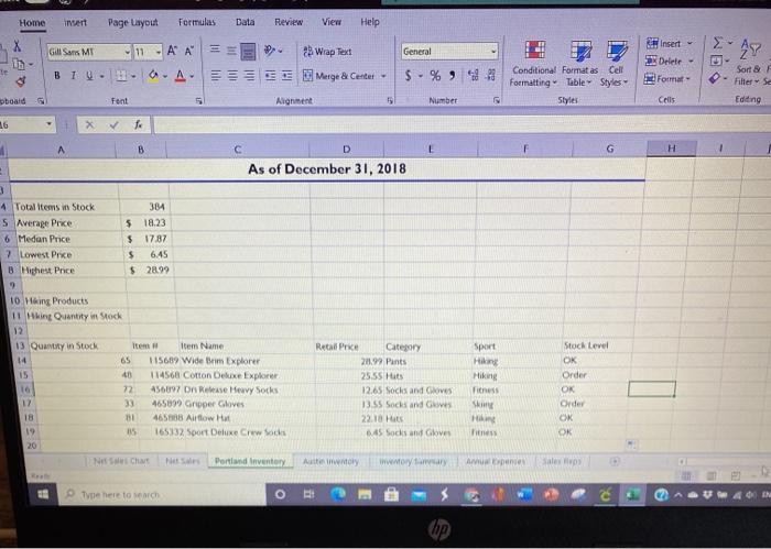 Solved 2 Format the range A13:G19 as a table with headers | Chegg.com
