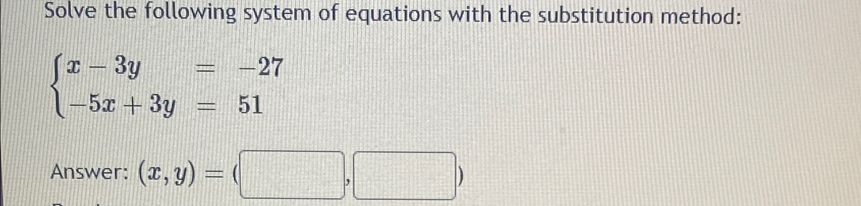 Solved Solve the following system of equations with the | Chegg.com