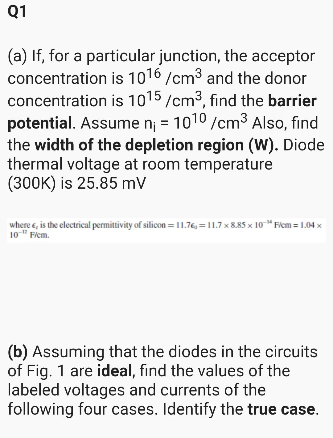 Solved (a) If, for a particular junction, the acceptor | Chegg.com