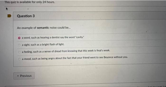 An example of semantic noise could be... a word, such | Chegg.com