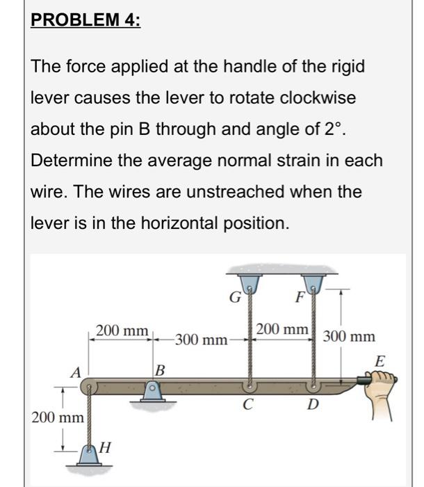 Solved The force applied at the handle of the rigid lever | Chegg.com