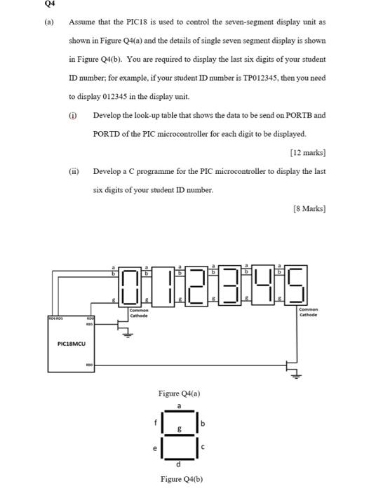 Solved (a) Assume that the PIC18 is used to control the | Chegg.com