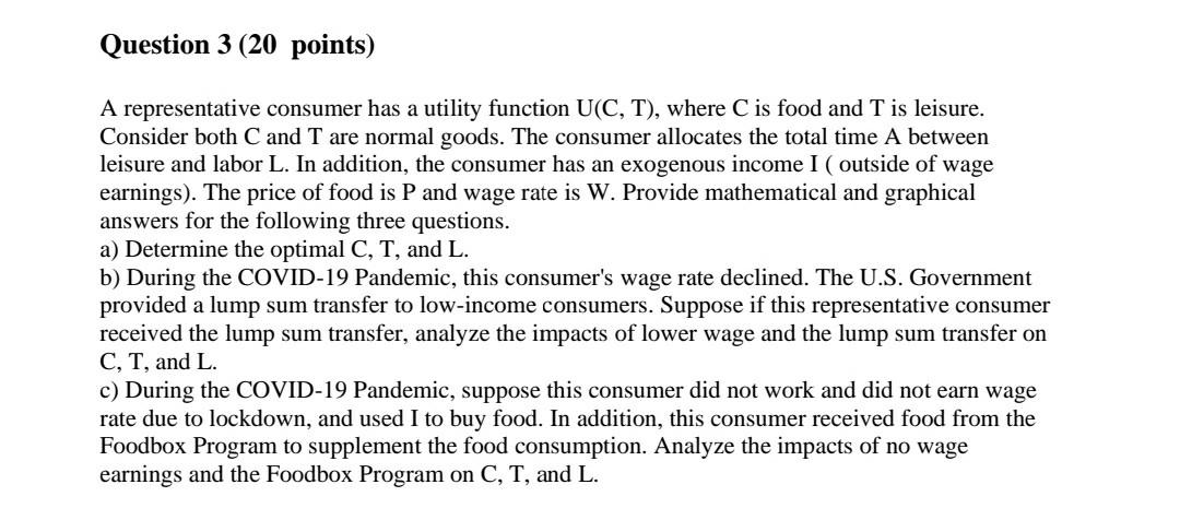 Solved A representative consumer has a utility function | Chegg.com
