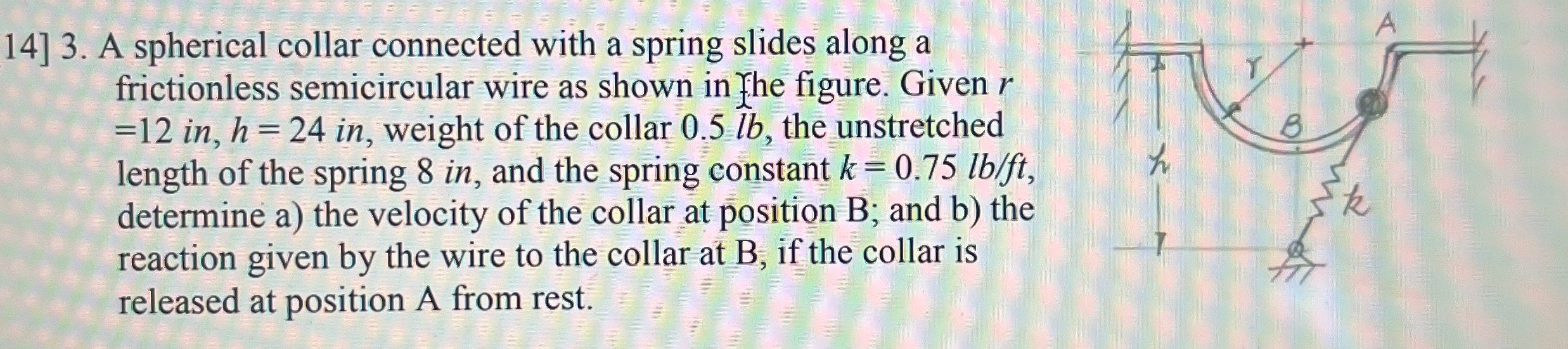 Solved 14] 3. ﻿A spherical collar connected with a spring | Chegg.com