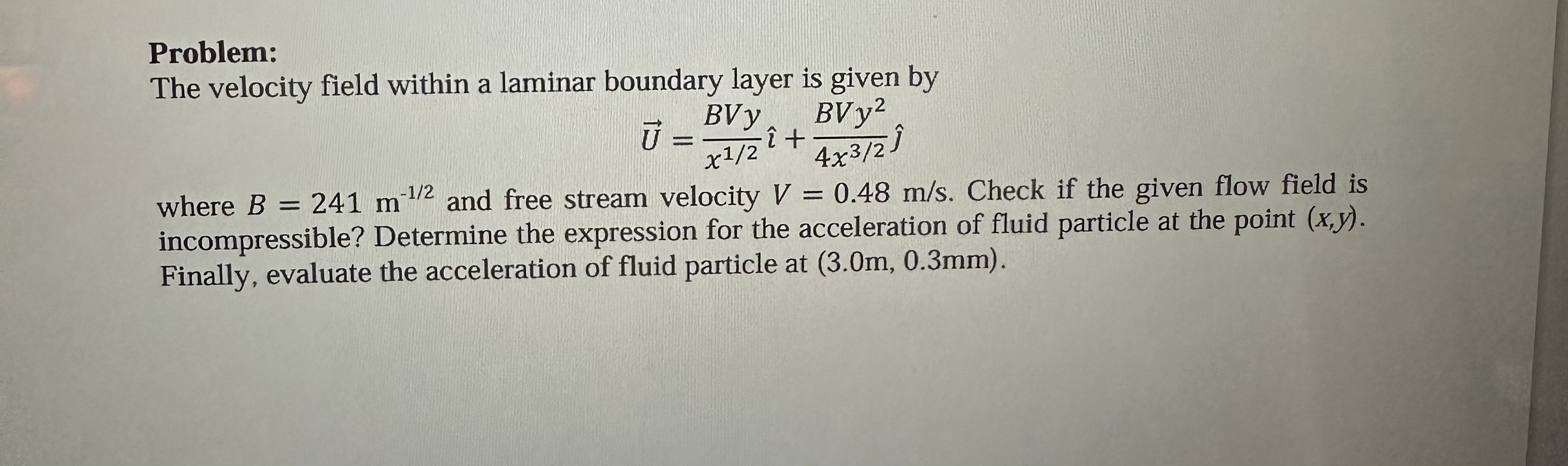 Solved Problem:The velocity field within a laminar boundary | Chegg.com