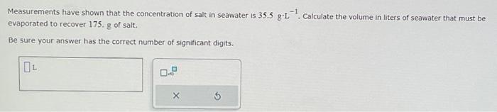 Solved Measurements have shown that the concentration of | Chegg.com