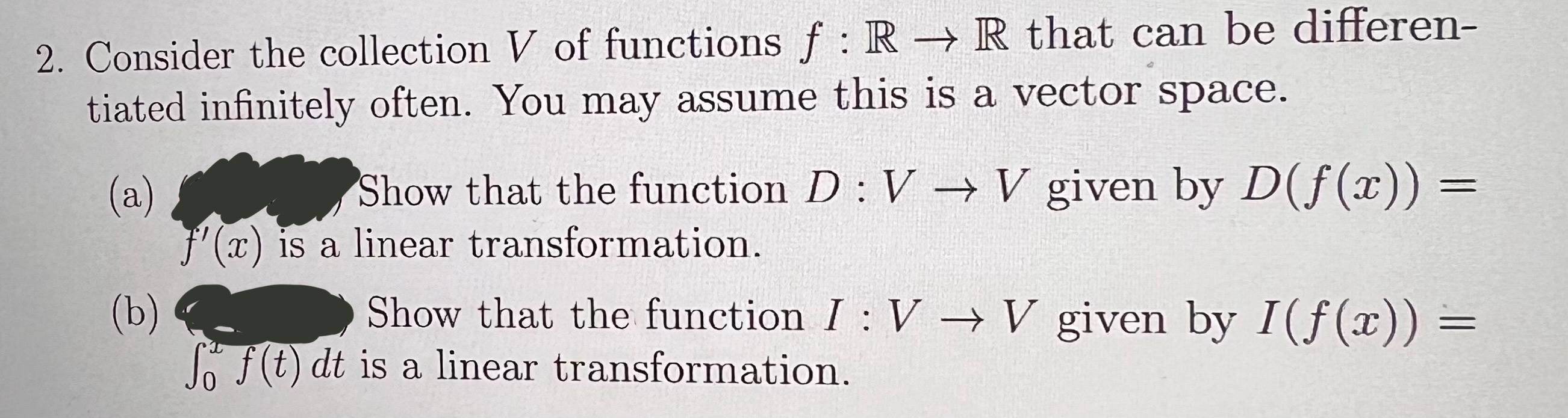 Solved Consider the collection V ﻿of functions f:R→R ﻿that | Chegg.com