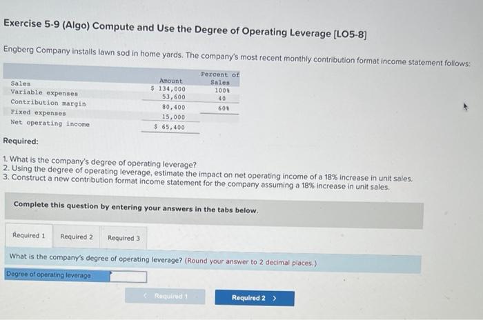 Solved Exercise 5-9 (Algo) Compute and Use the Degree of | Chegg.com