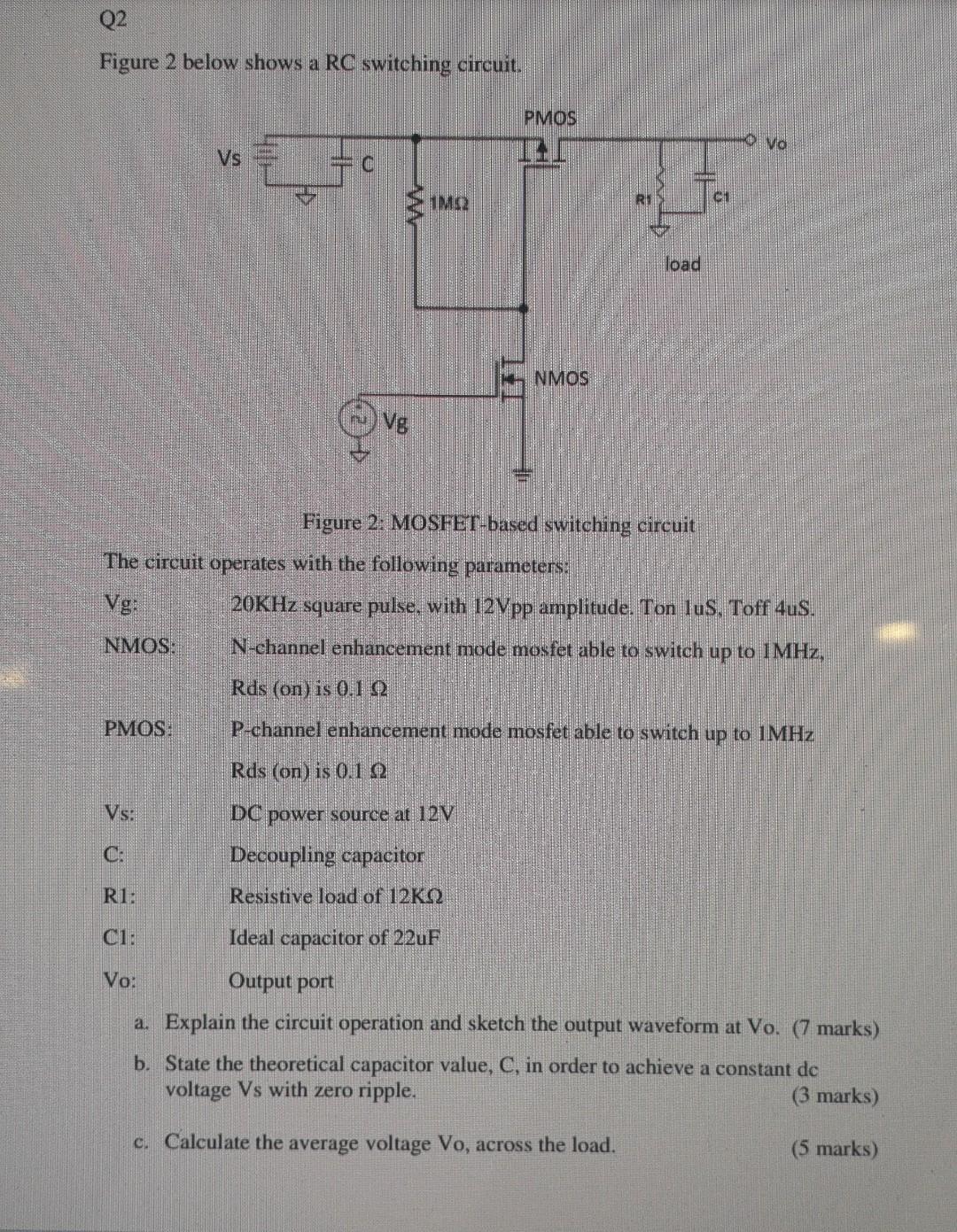Solved Figure 2 below shows a RC switching circuit. Figure | Chegg.com