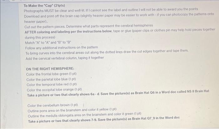 Brain Cap PatternTo Make the "Cap" (21pts) | Chegg.com