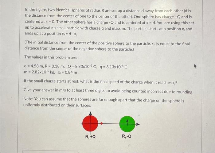 Solved In the figure, two identical spheres of radius R are | Chegg.com