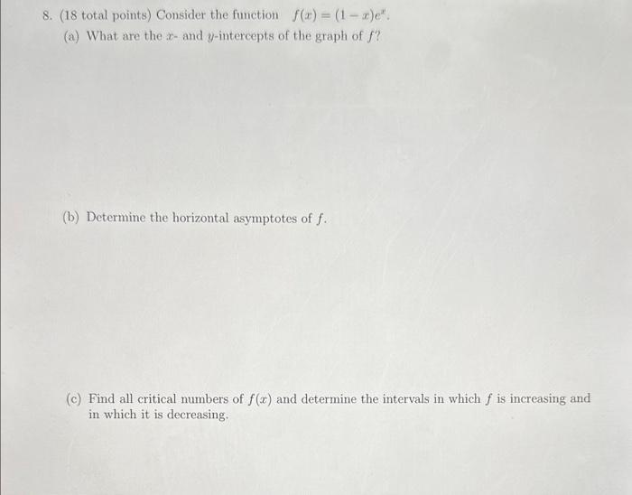 Solved 8. (18 total points) Consider the function | Chegg.com