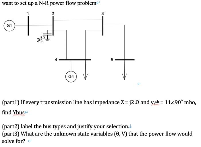 Solved want to set up a N-R power flow problem 2 3 G1 4 5 G4 | Chegg.com