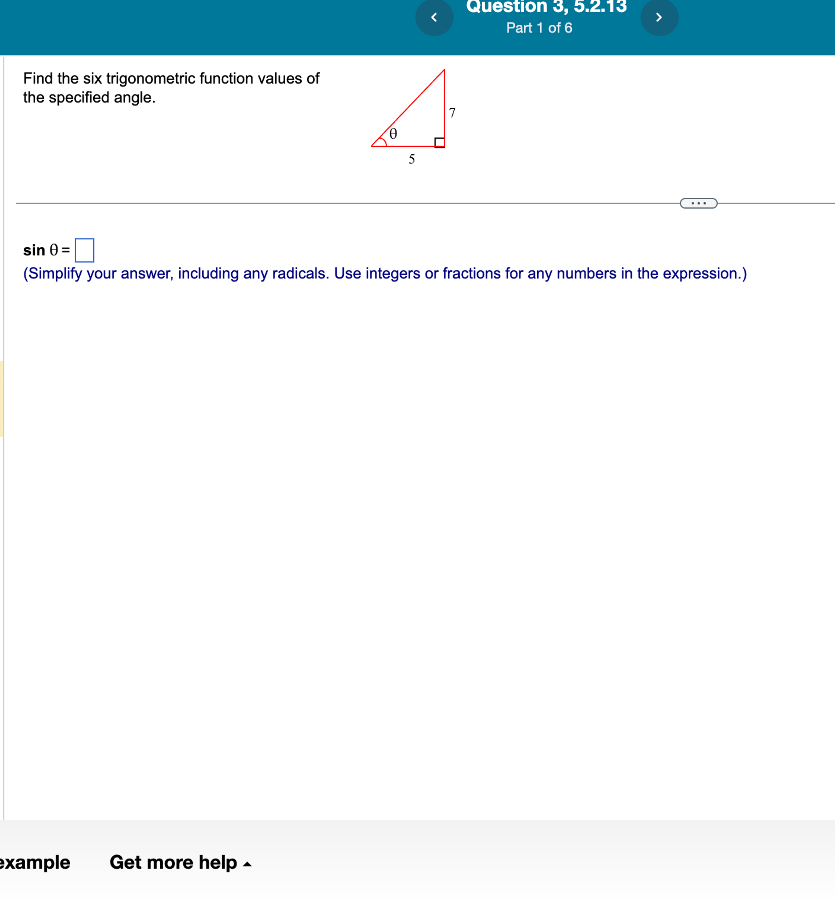 Solved Find the six trigonometric function values ofthe | Chegg.com
