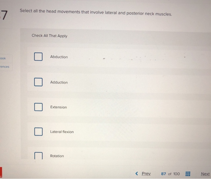 Solved Select all the head movements that involve lateral | Chegg.com