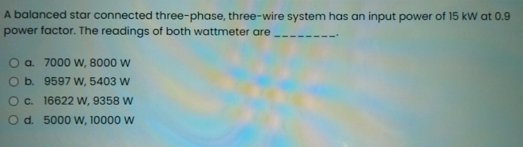 Solved A balanced star connected three-phase, three-wire | Chegg.com