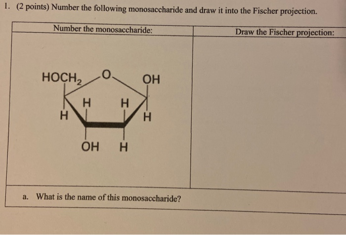 Solved 1. (2 points) Number the following monosaccharide and | Chegg.com