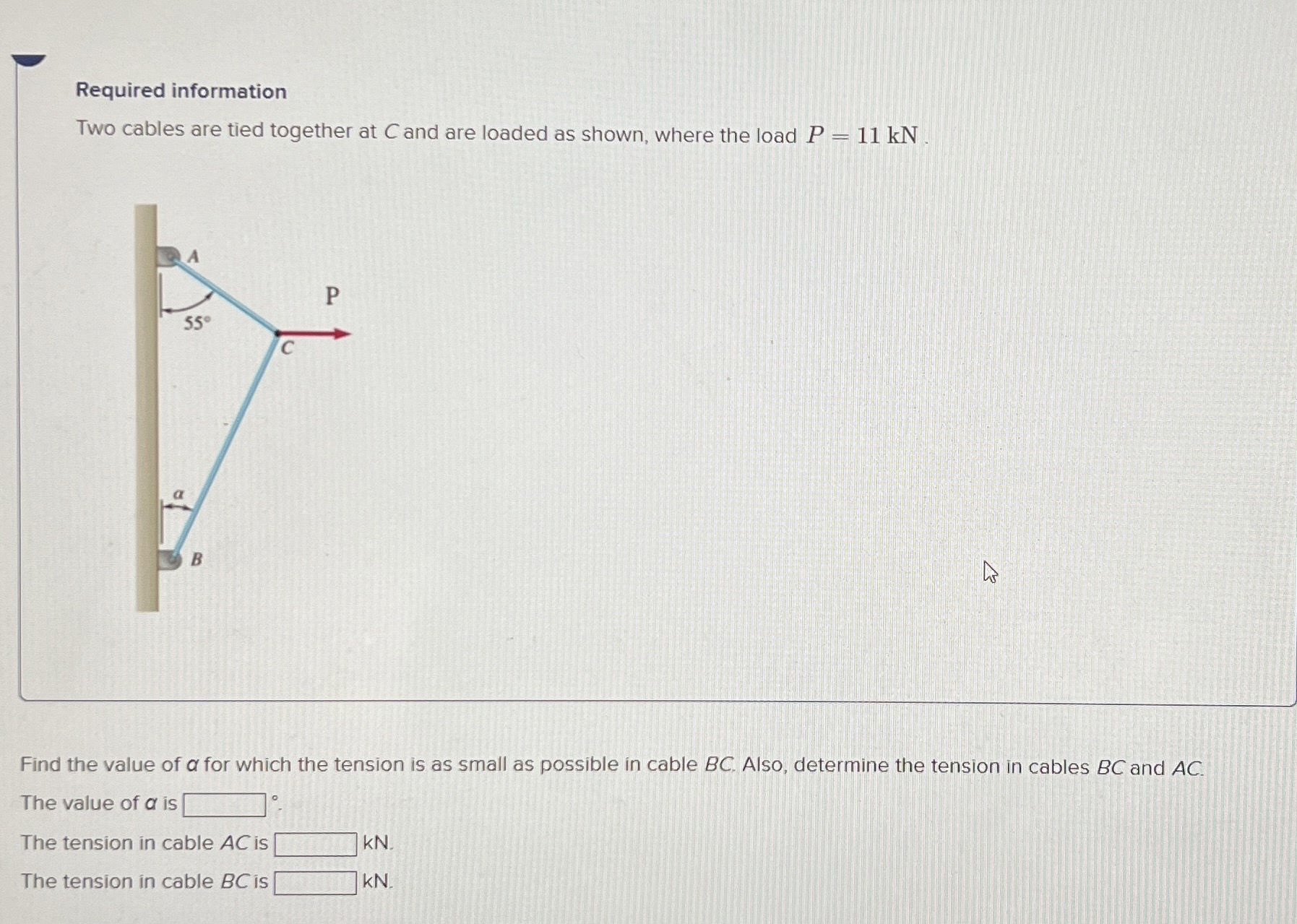 Solved Required informationTwo cables are tied together at C | Chegg.com