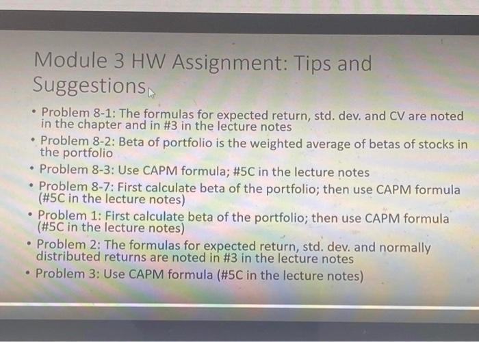 Module 3 HW Assignment: Tips and Suggestions - | Chegg.com