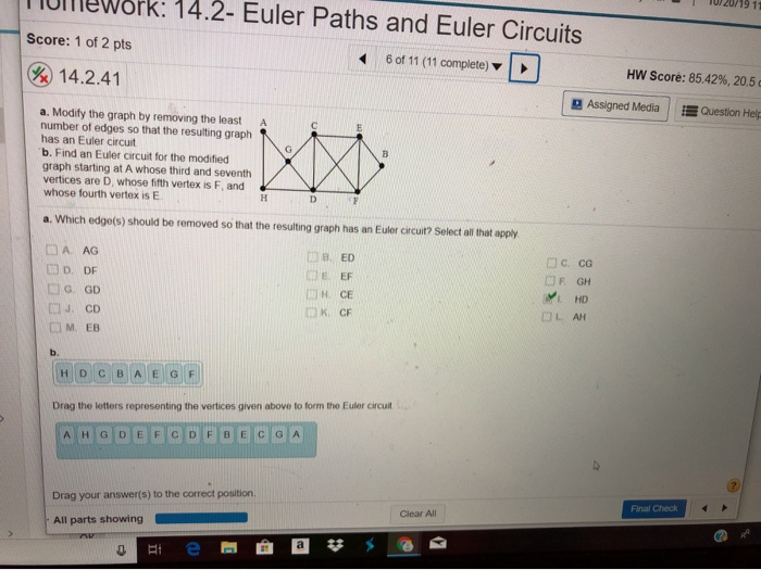 Solved 10/20/1911 TUITWork: 14.2- Euler Paths and Euler | Chegg.com