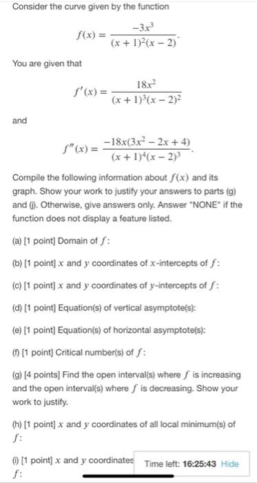 Solved Consider the curve given by the function f(x) = (x + | Chegg.com