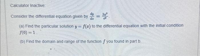 Solved Consider the differential equation given by | Chegg.com