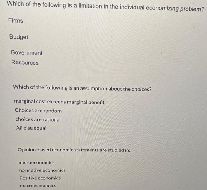 Solved Which of the following is a limitation in the | Chegg.com